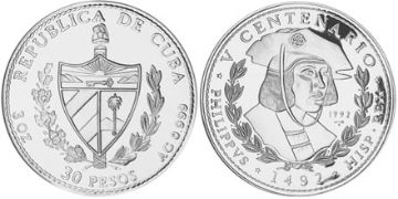 Muzeum mincí - 30 Pesos 1992 Kuba | Peníze.cz